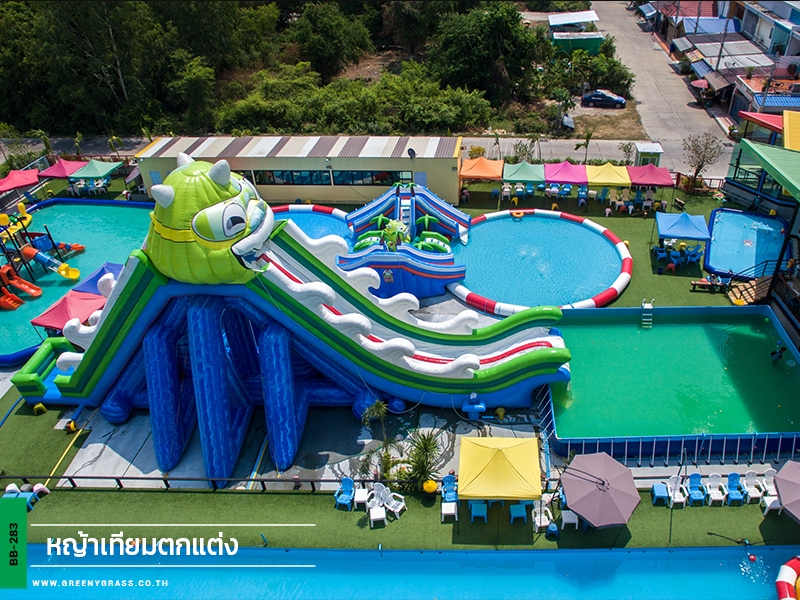 หญ้าเทียมสำหรับสวนน้ำ Dragon water park จ.ชลบุรี